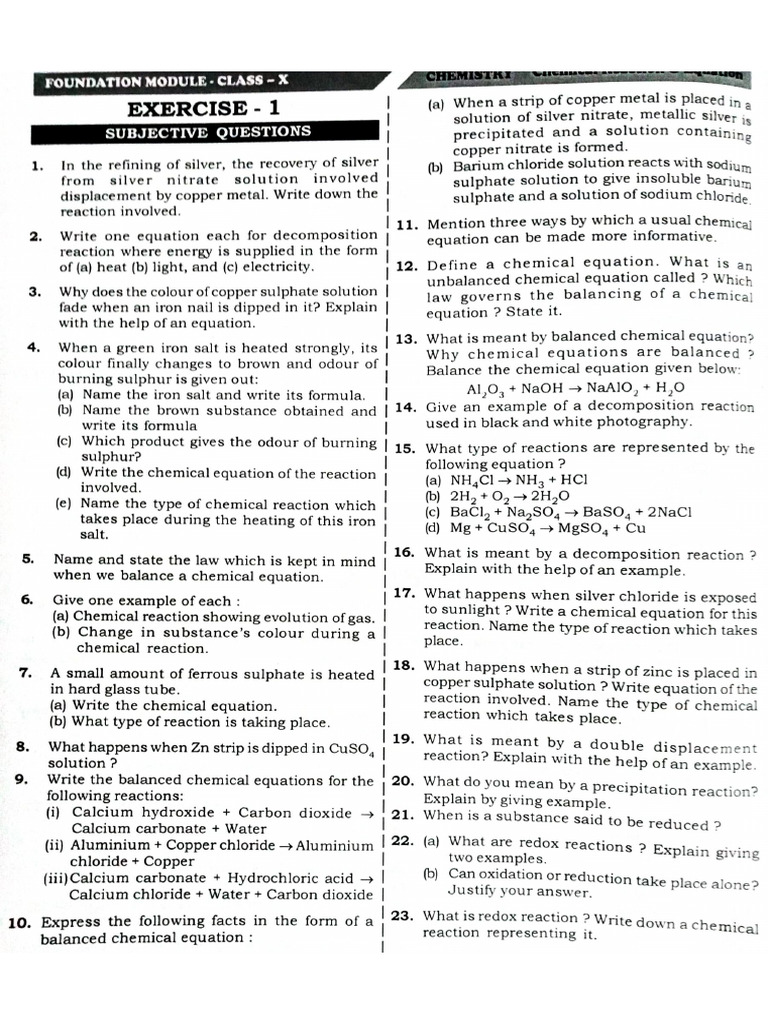 Class-10_ Chemical Reaction | PDF