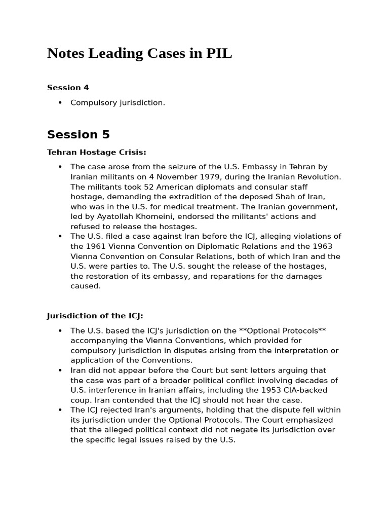 Notes Leading Cases in PIL | PDF | International Relations | Global ...