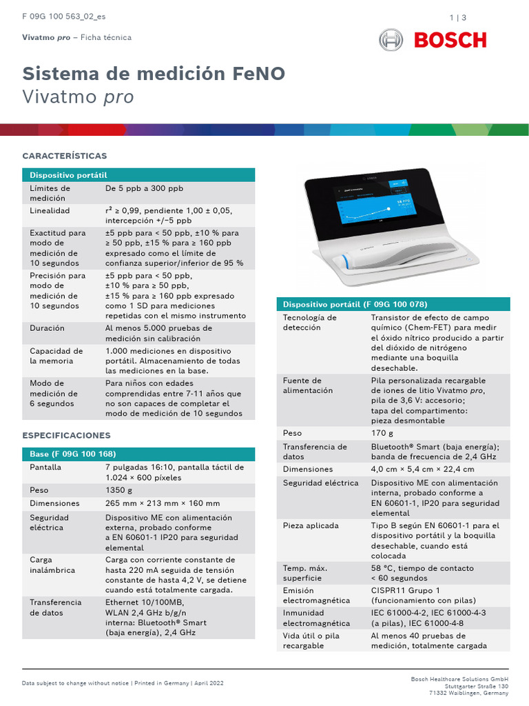 Ficha técnica del Vivatmo pro | PDF