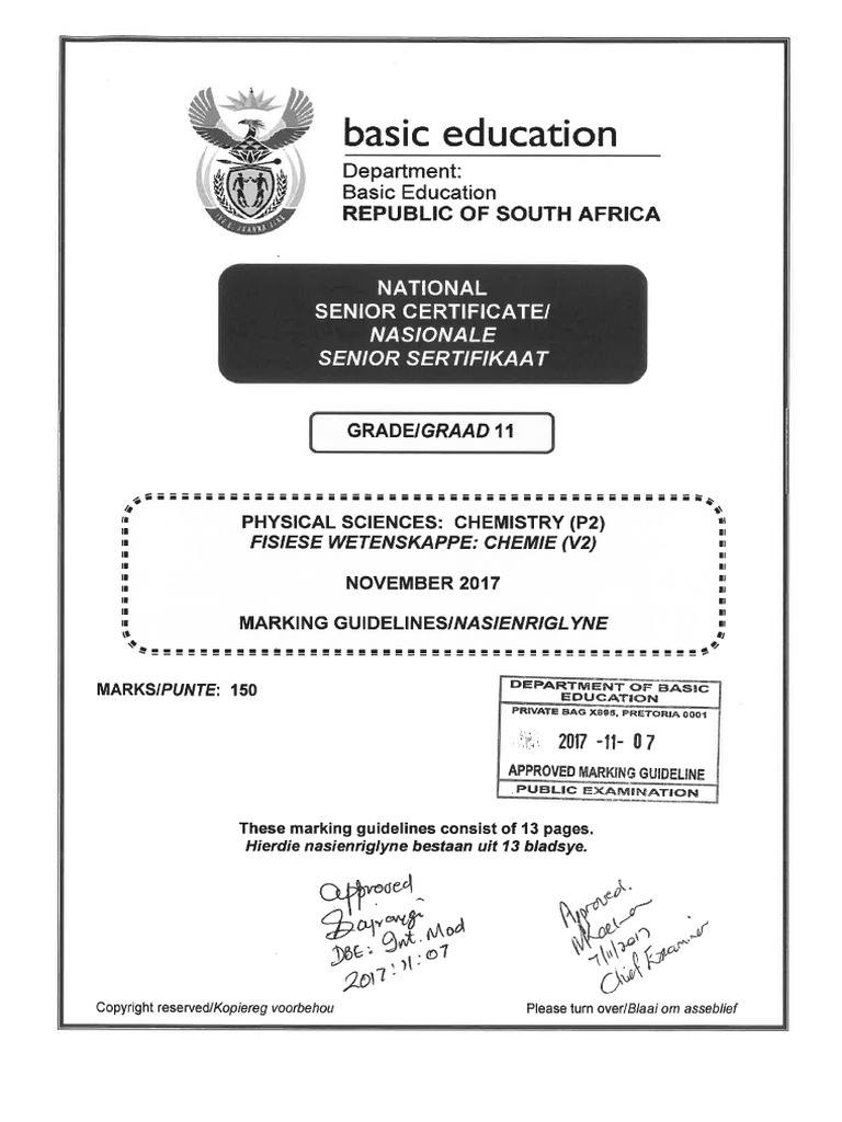 (2017) GR 11 Common Examination Final Marking Guideline Phy SC P2 | PDF