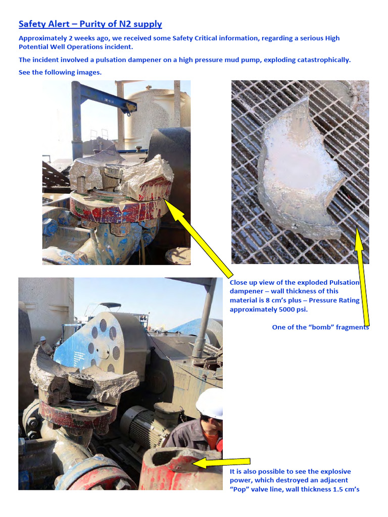Nitrogen Supply Safety Alert: Explosion Risk | PDF | Pump | Gases