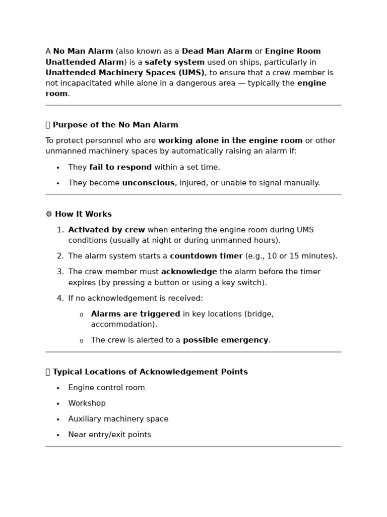 Dead Man Alarm System for UMS Safety | PDF