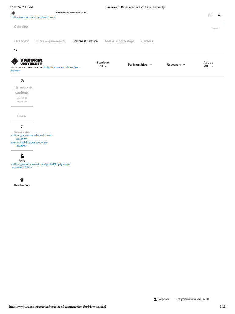 Bachelor of Paramedicine - Victoria University | PDF | Paramedic | Health Care