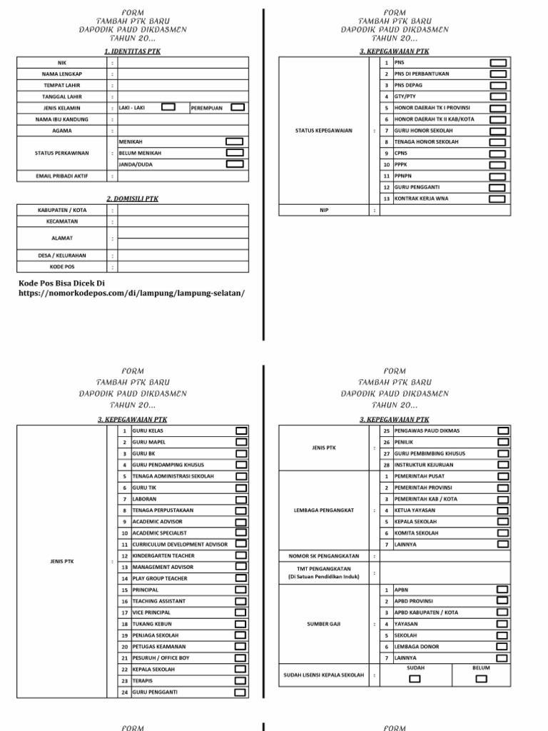 Form PTK Baru New | PDF
