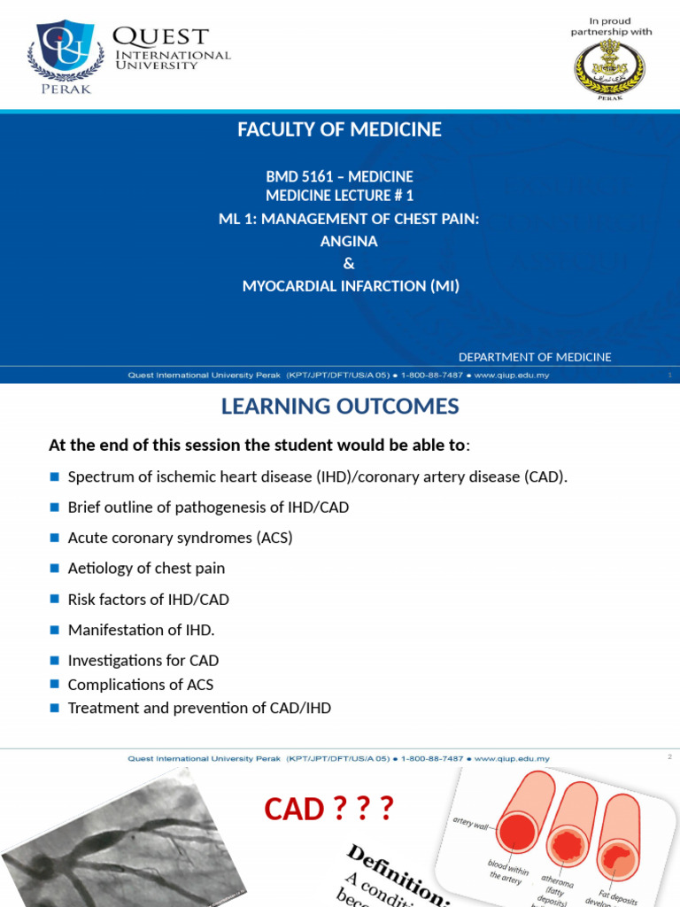 Chest Pain Management: Angina & MI | PDF | Coronary Artery Disease ...