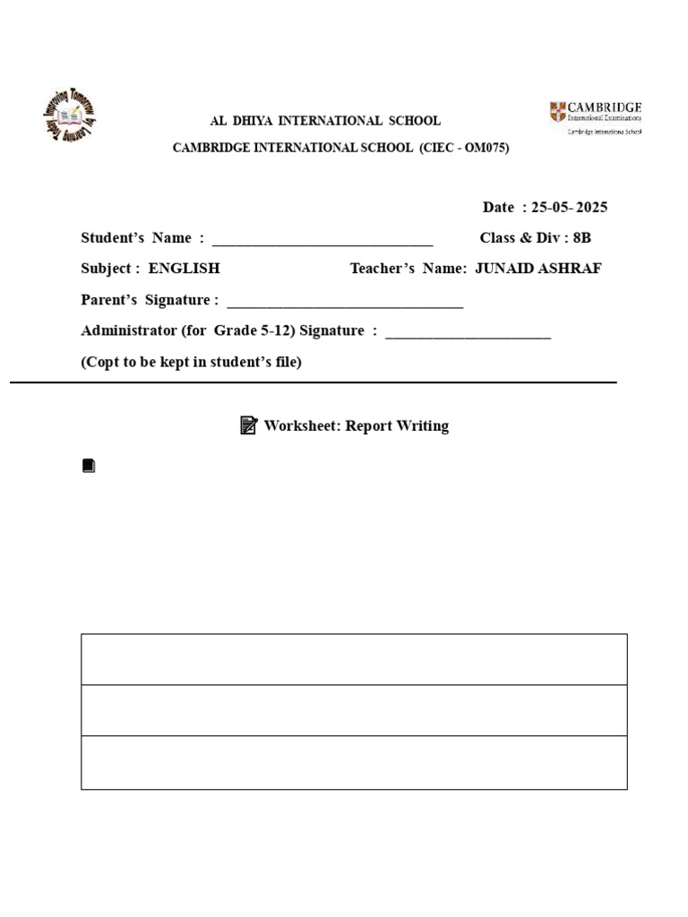 Grade 8b Homework Worksheet 25. 05. 2025 | PDF