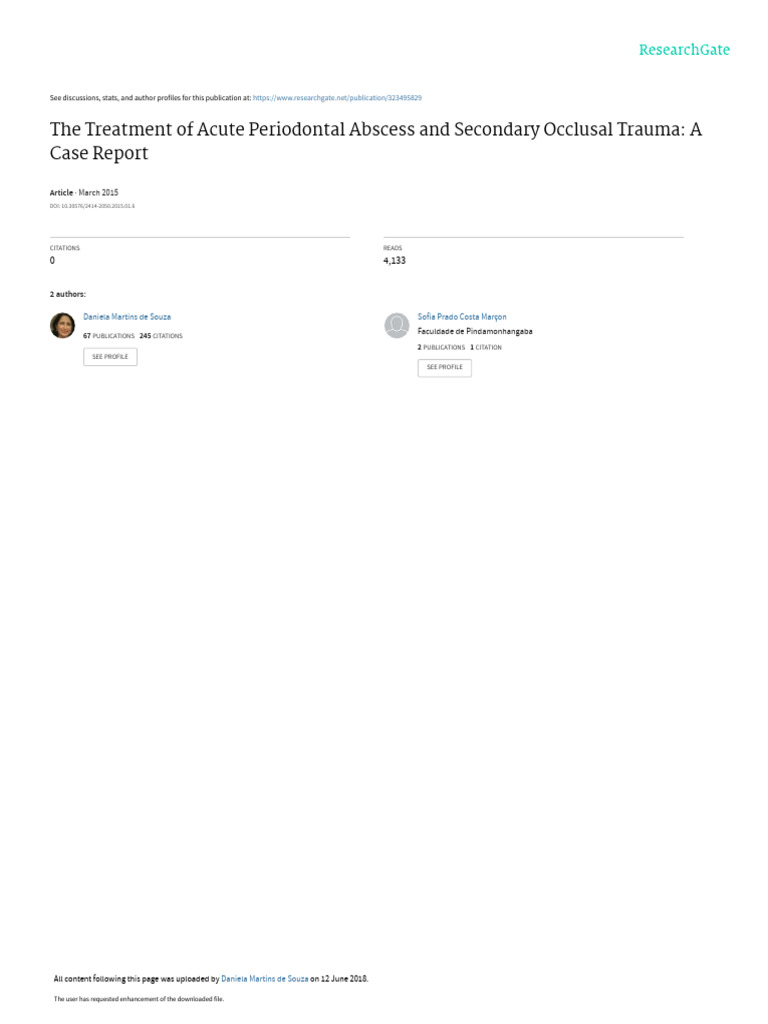 Acute Periodontal Abscess Treatment Report | PDF | Periodontology ...