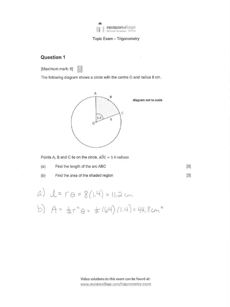 Trigonometry Exam Answers 1 3 5 8 9 | PDF