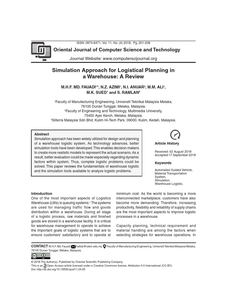 Simulation Approach For Logistical Planning in A W | PDF | Warehouse | Simulation