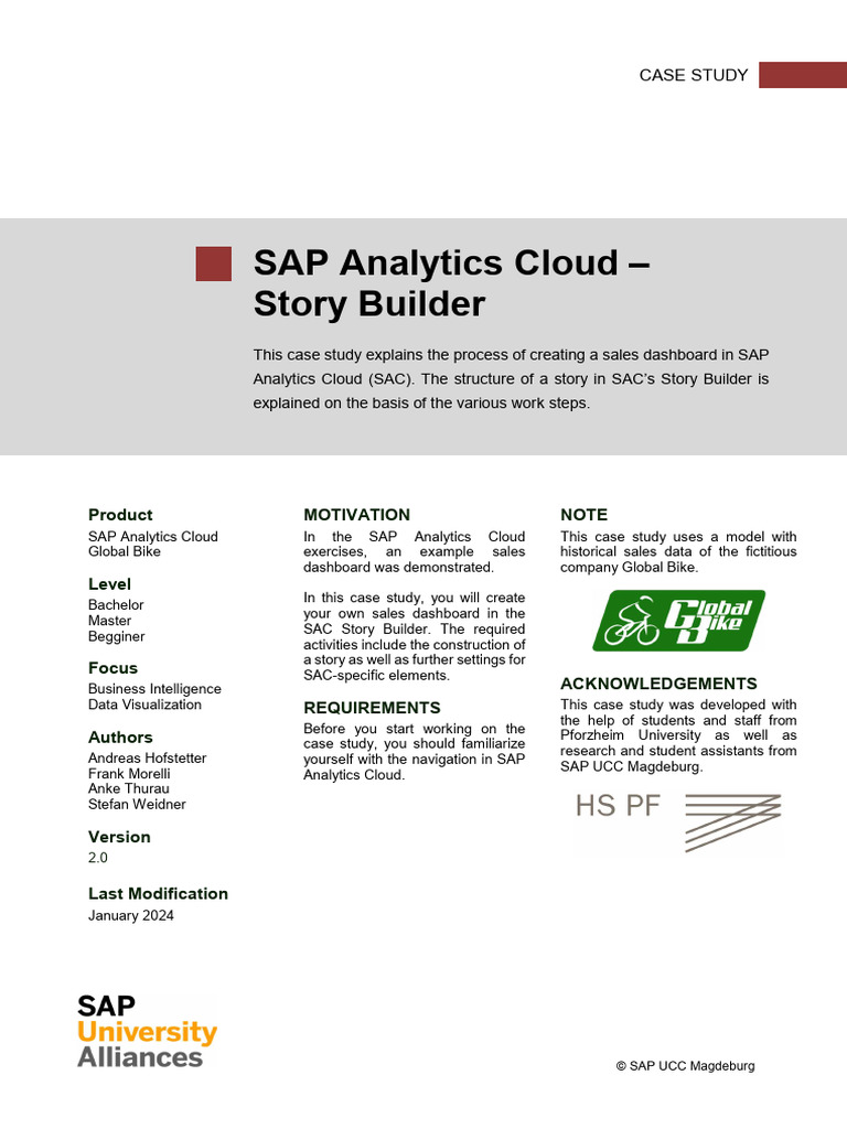 04a Intro To SAC Using Global Bike Case Study en v2.0 | PDF | Menu ...