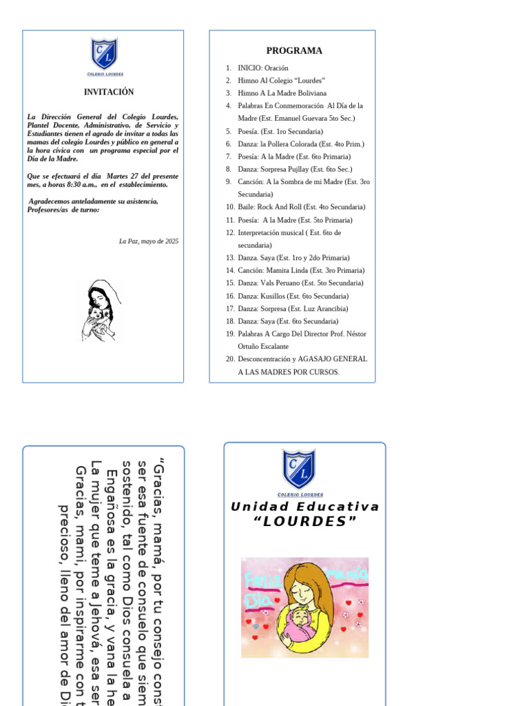 Invitación a la Hora Cívica por el Día de la Madre | PDF