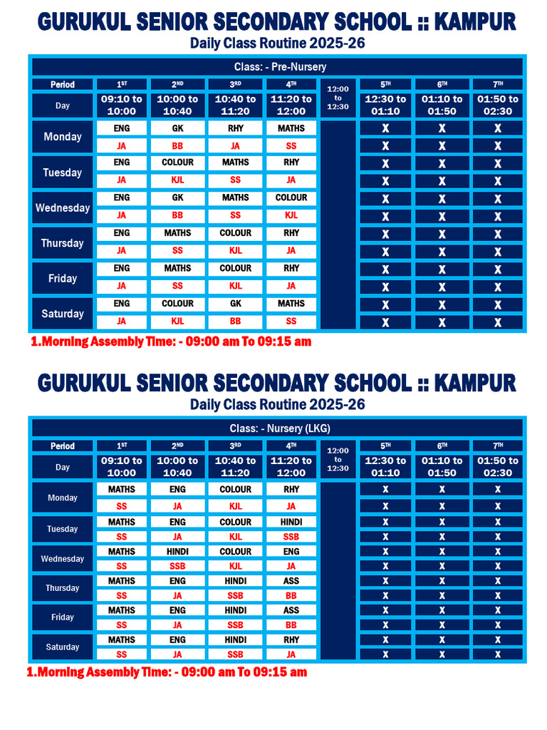 Class Routine 2025-26 | PDF