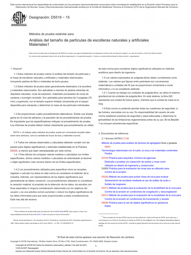Métodos de prueba ASTM D5519-15 | PDF | Esfera | Datos