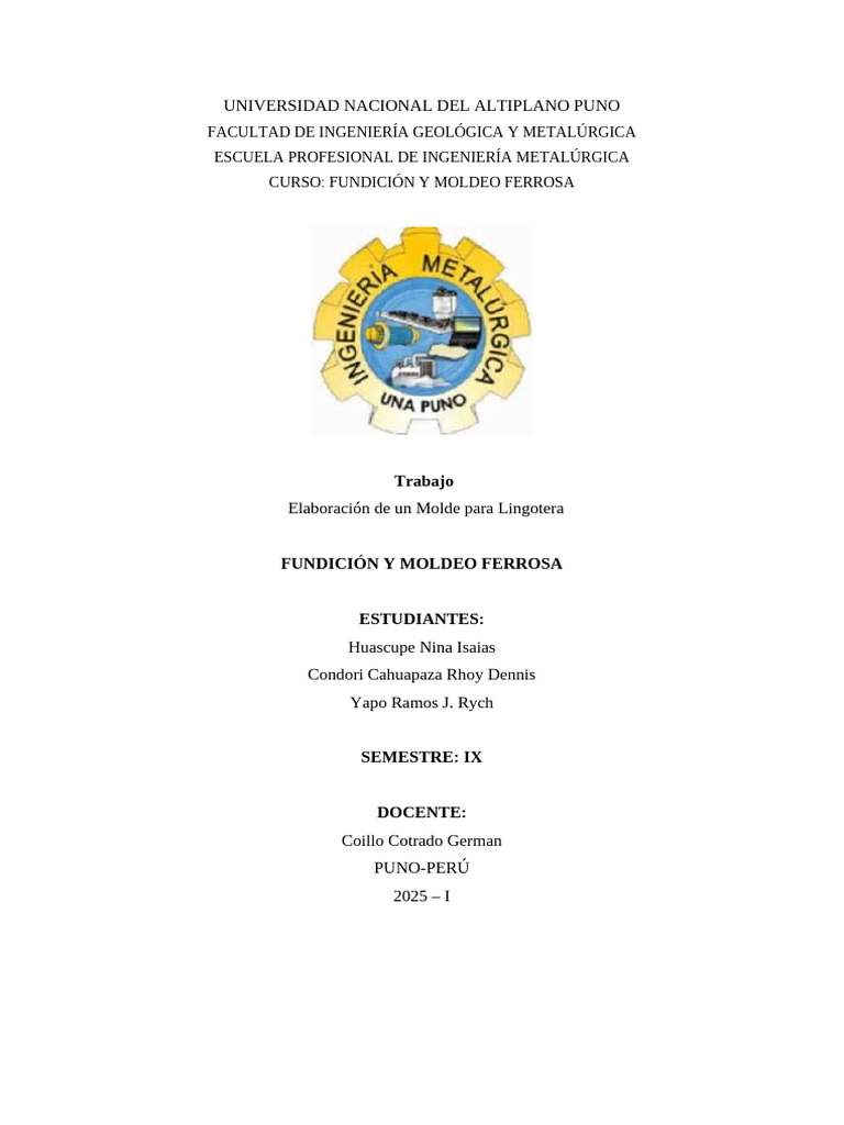 Elaboración de Un Molde para Lingotera de Joyería | PDF | Hierro ...