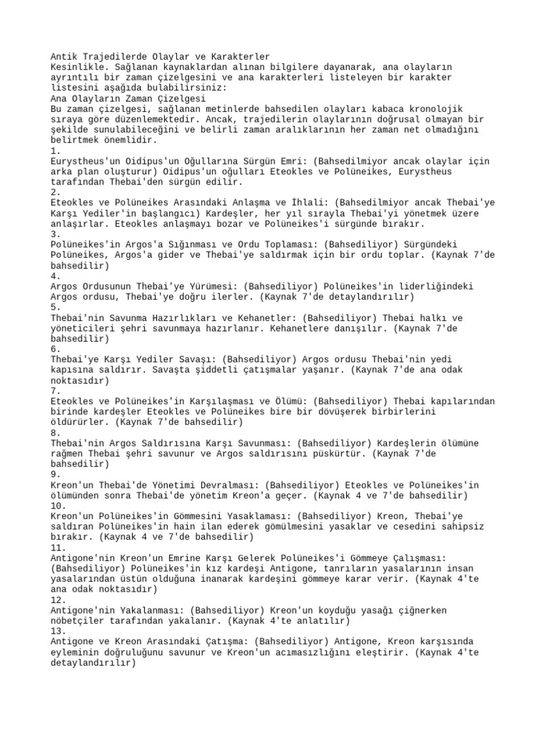 Antik Trajedilerde Olaylar Ve Karak | PDF