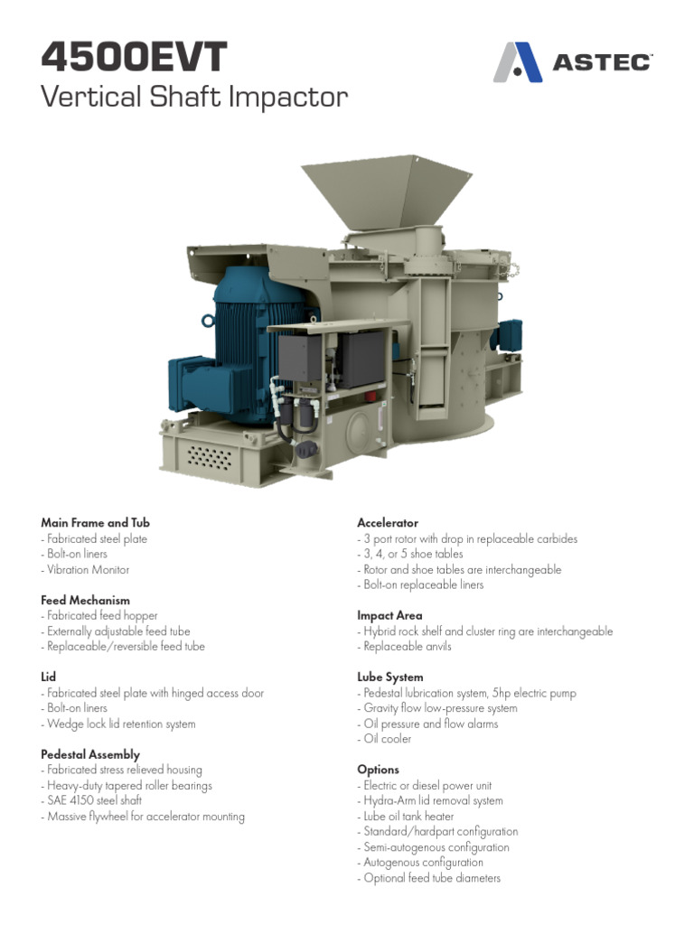 Vsi Crusher 4500evt Spec Sheet English | PDF | Mechanical Engineering