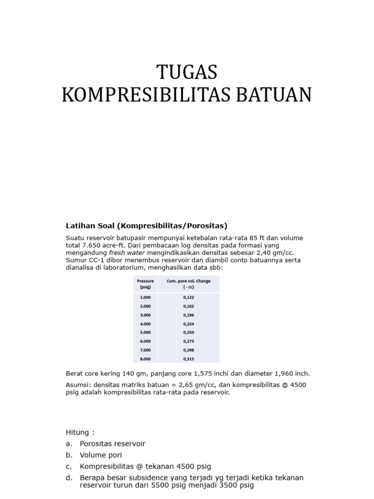 Tugas Kompresibilitas Batuan (2025) - 4 | PDF