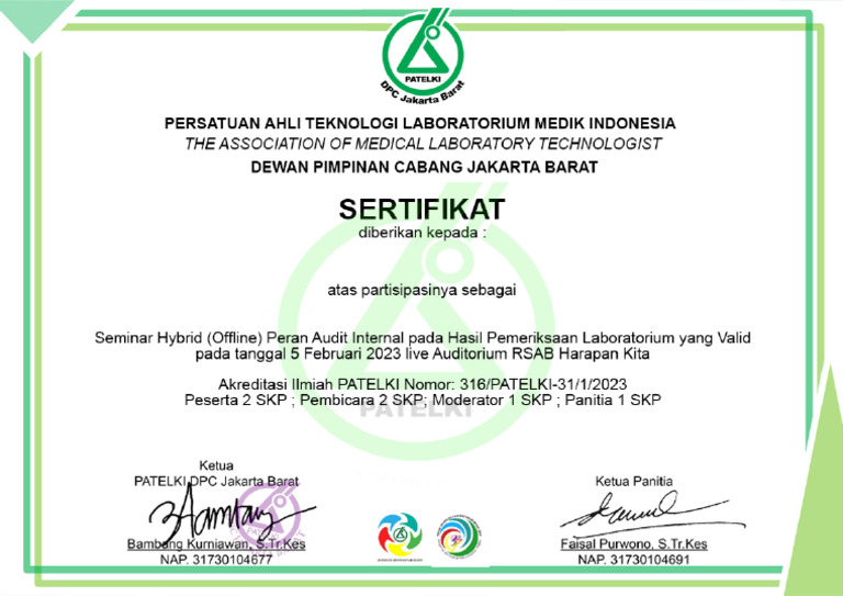 Sertifikat Seminar DPC Jakbar 2023 | PDF