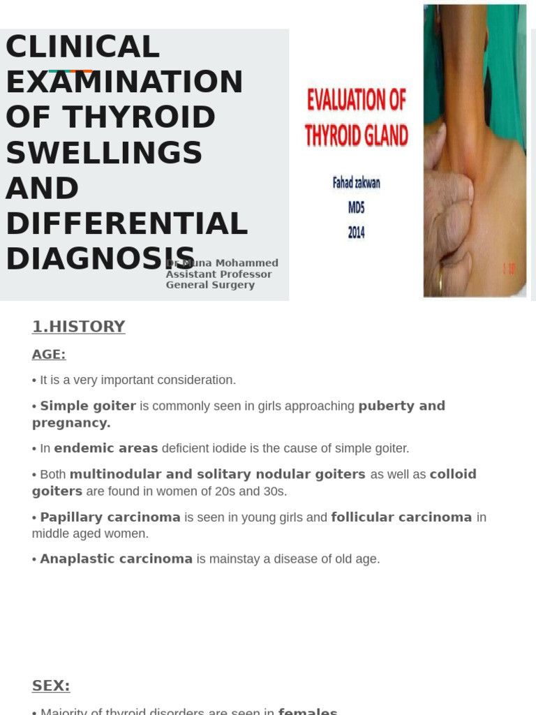 Thyroid Swellings: Clinical Examination Guide | PDF | Hyperthyroidism ...