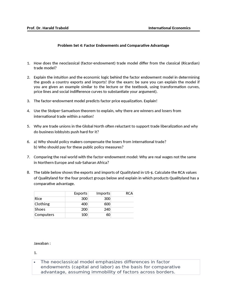 IE - PS04-Factor Endowments and Comparative Advantage | PDF ...