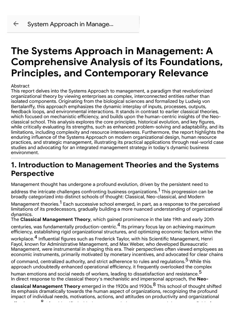 System Approach in Management | PDF | System | Systems Theory