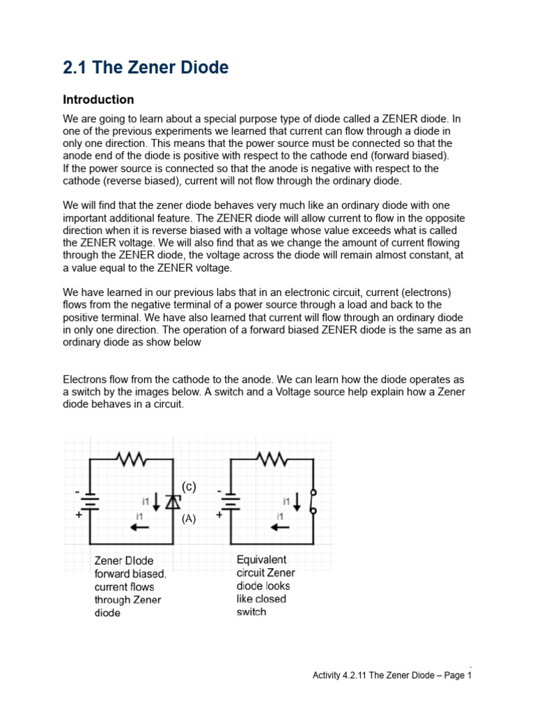 2.1 The Zener Diode (Physical Version) | PDF | Diode | Anode