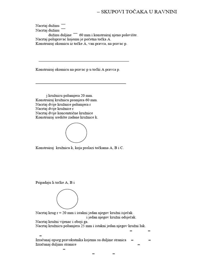 Priprema Za III Ispit Skupovi Toc48daka U Ravnini | PDF