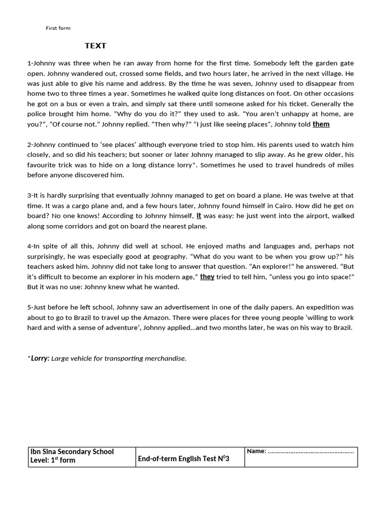 'End of Term3 1st Form' With You | PDF | Linguistics