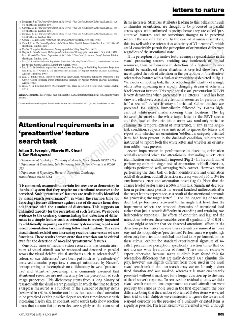Attentional Requeriments in A 'Preattentive' Feature Seach Task | PDF ...