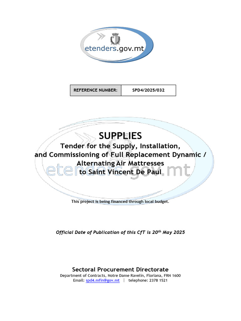 SPD4 2025 032 Tender Document | PDF | Payments | Subcontractor
