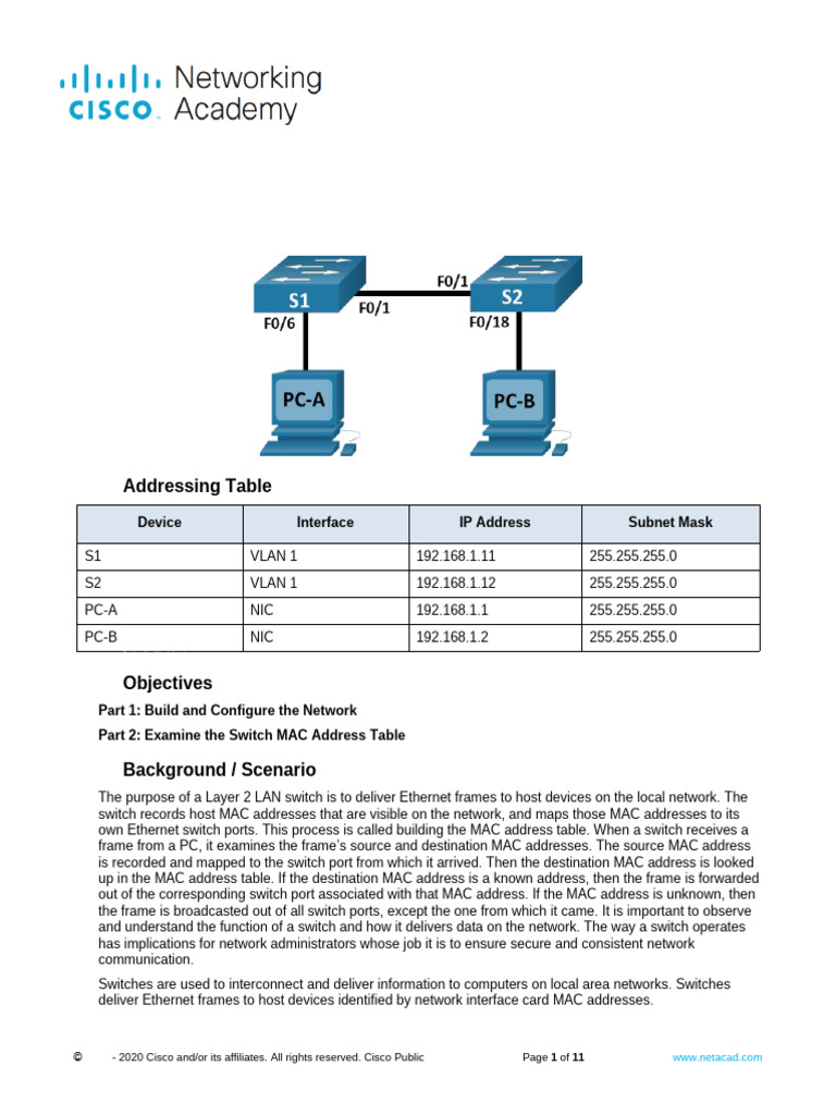 7.3.7 Lab - View The Switch MAC Address Table - ILM | PDF | Network ...