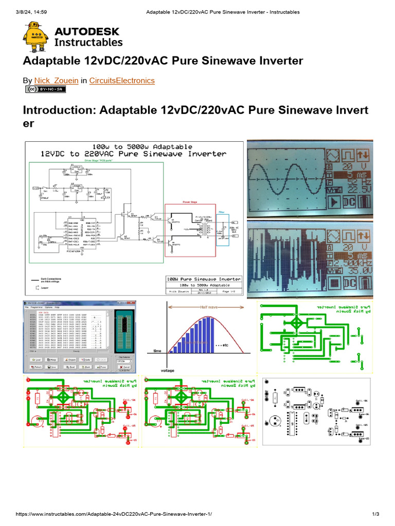 Adaptable 12vDC_220vAC Pure Sinewave Inverter - Instructables | PDF | Power Inverter | Electronics