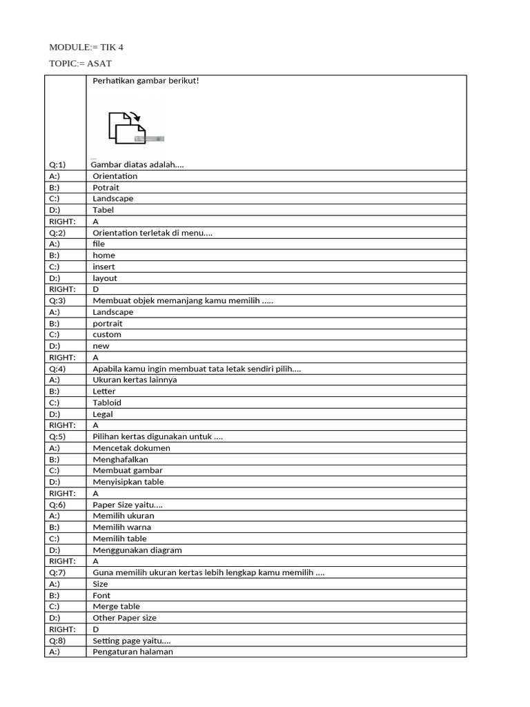 Template Kosongan PIlihan Ganda + Uraian | PDF