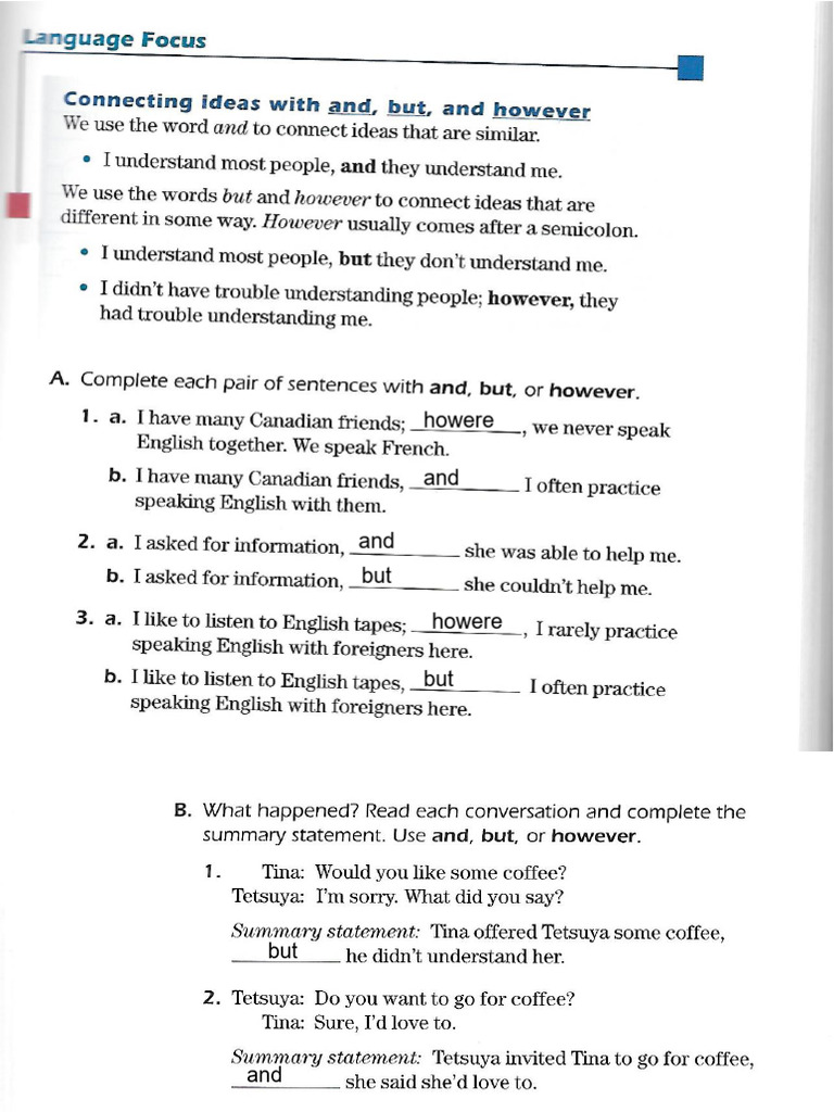 Connecting Ideas - HW - But | PDF