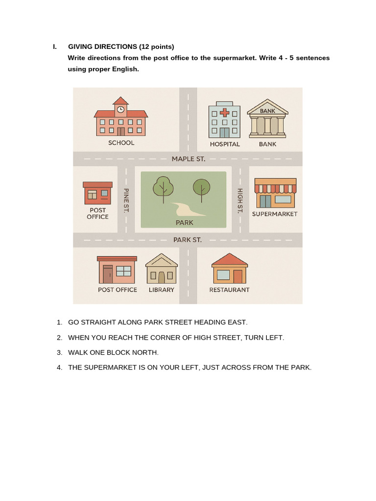 Directions from Post Office to Supermarket | PDF