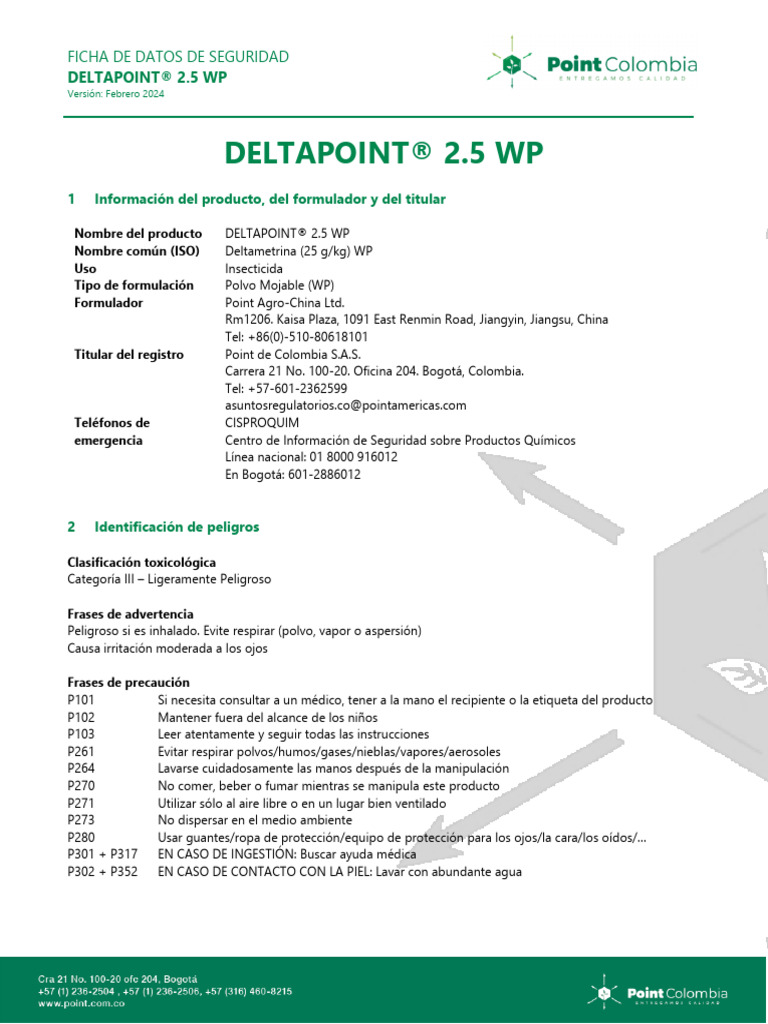 FDS DELTAPOINT Feb 2024 | PDF | Agua | Pesticida