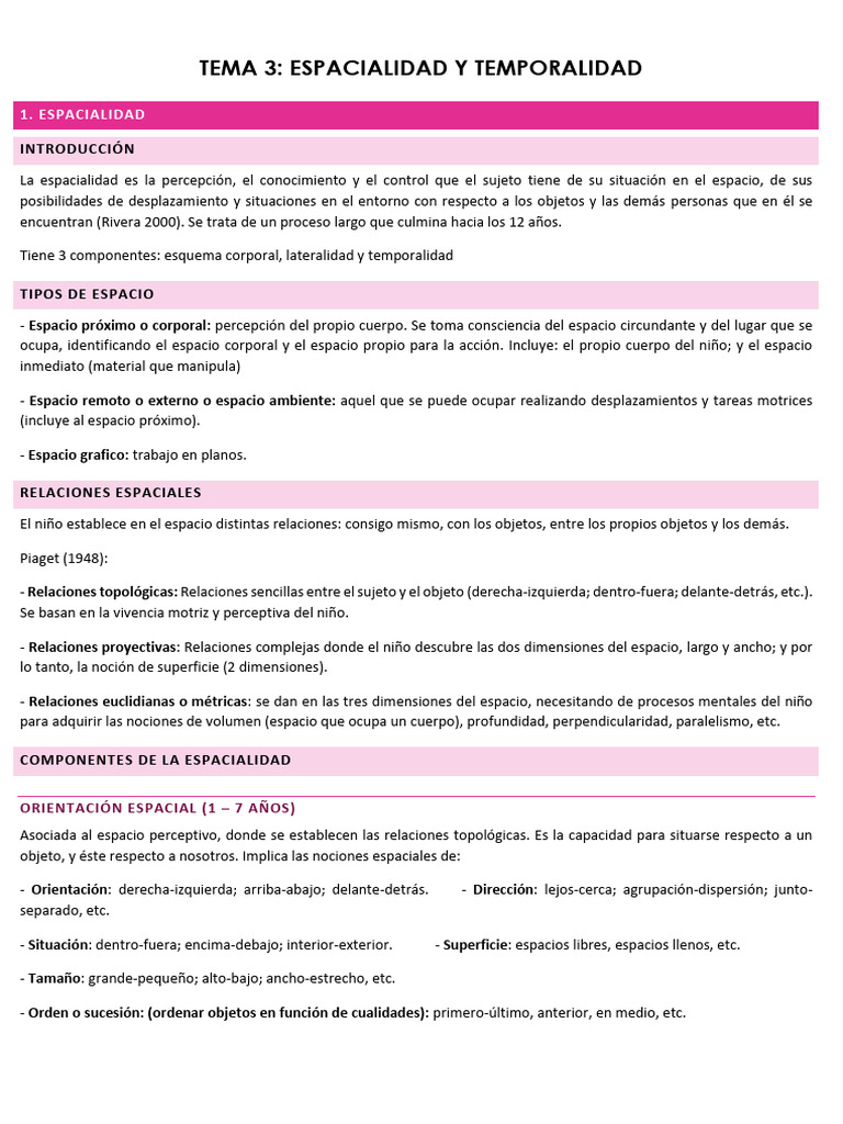 Nociones Espaciales y Temporalidad Infantil | PDF | Ritmo | Hora