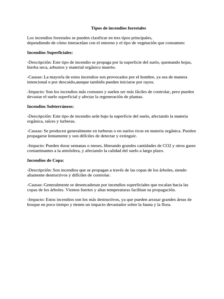 Tipos de incendios forestales | PDF