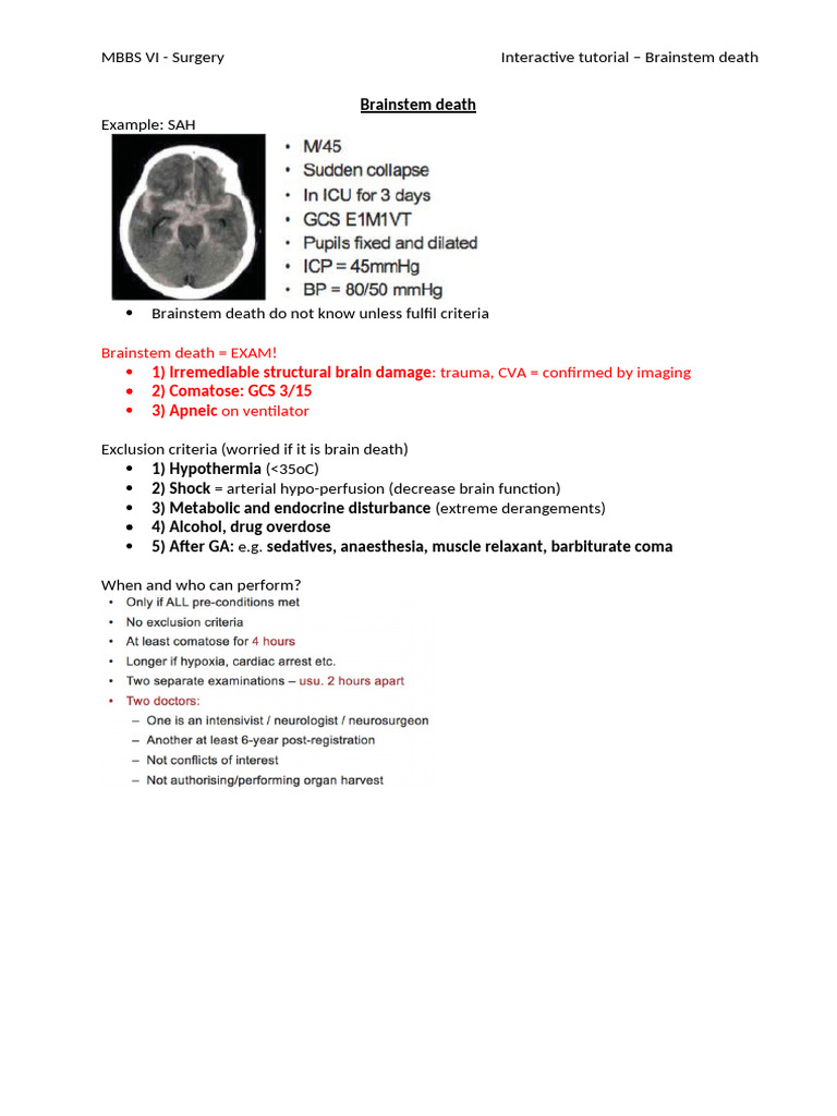 Interactive Tutorial - MEL - Brainstem Death | PDF | Medical Specialties | Clinical Medicine