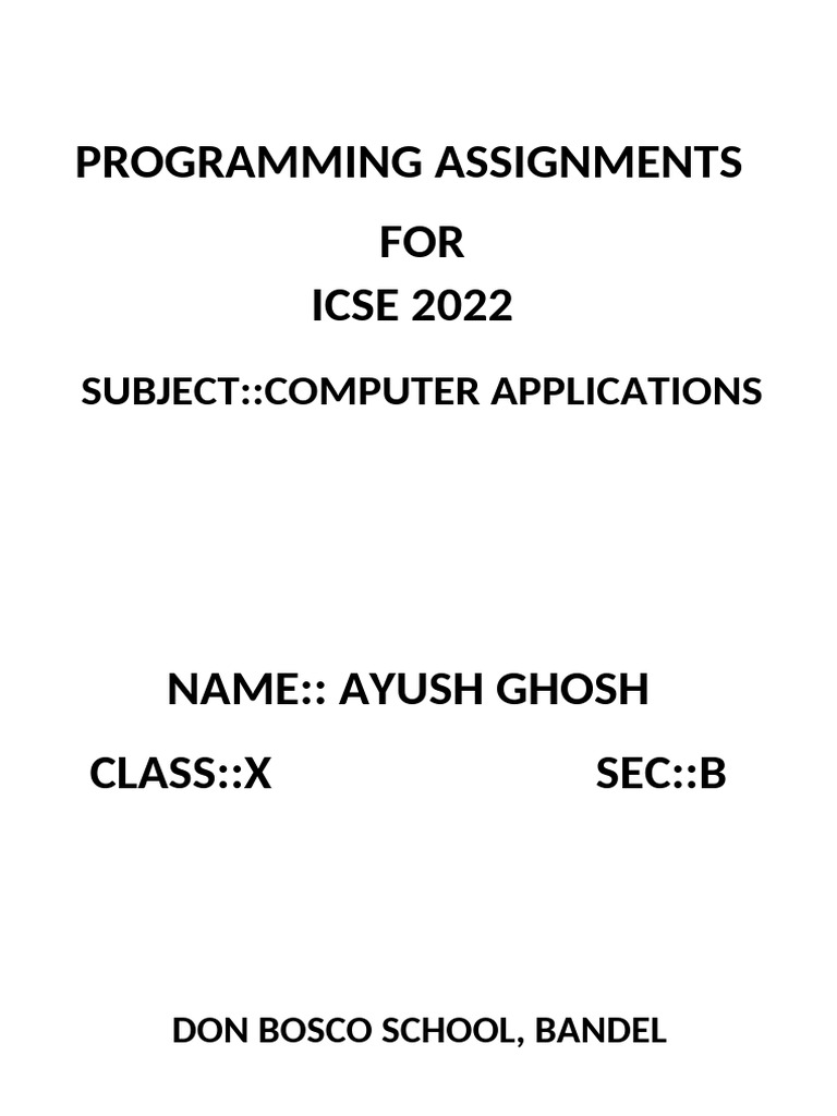 Computer Application Project Cover Page | PDF