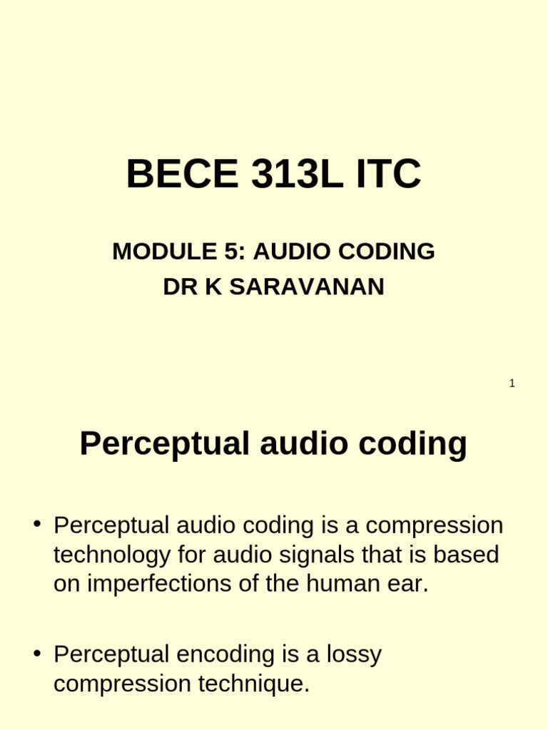 36-Perceptual Coding, MPEG Audio Coding-03!04!2025 | PDF | Data Compression | Sound