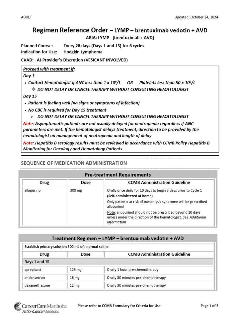 LYMP Brentuximab Vedotin AVD | PDF | Hepatitis B | Chemotherapy