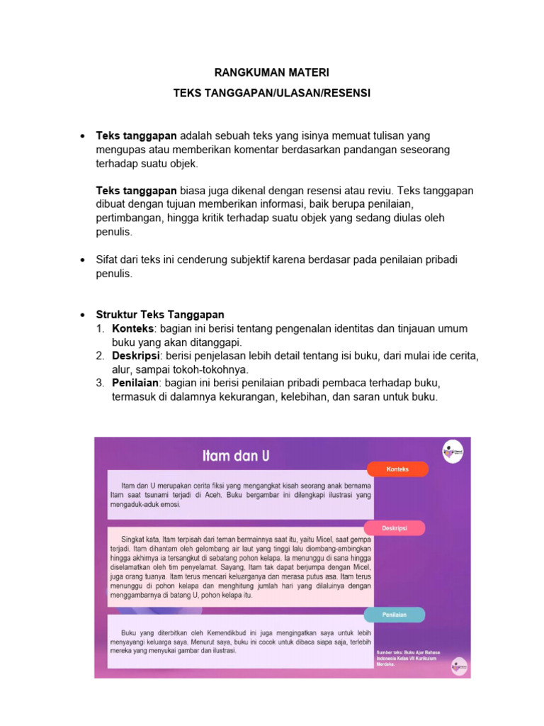 Struktur dan Unsur Teks Tanggapan | PDF
