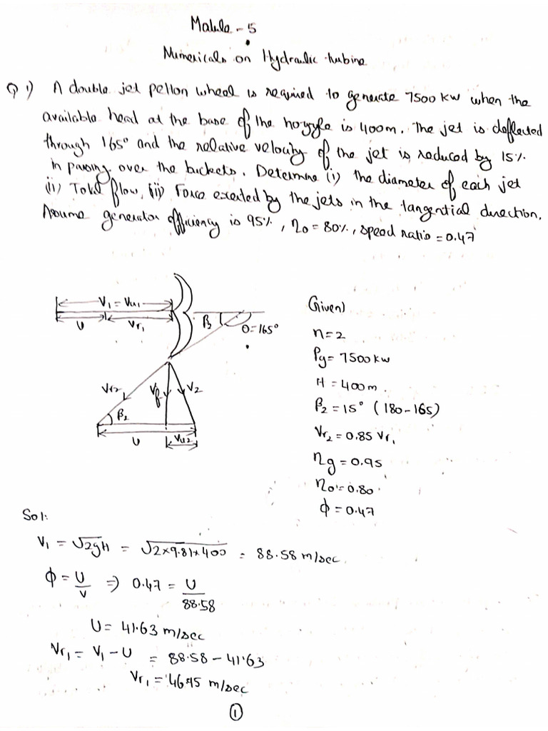 Module 5 Hydraulic Turbines Numericals | PDF