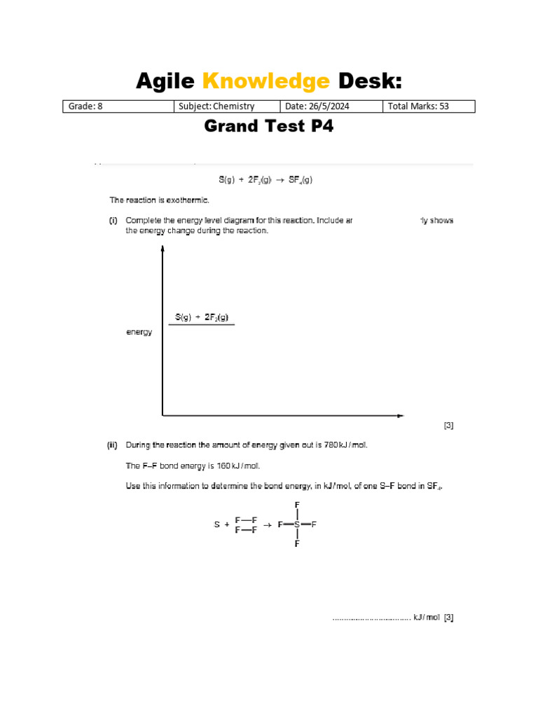 Chemistry Grade 8 Grand Test Updated (Finals) | PDF
