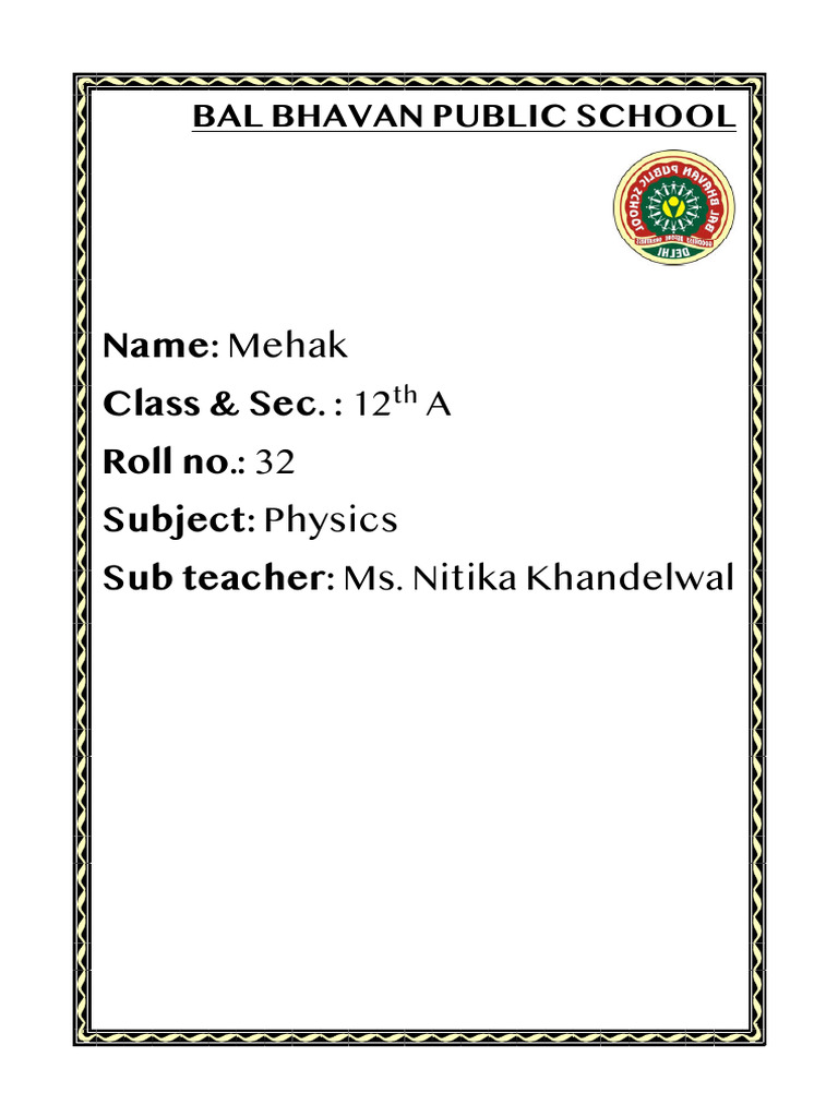 Bal Bhavan Public School | PDF