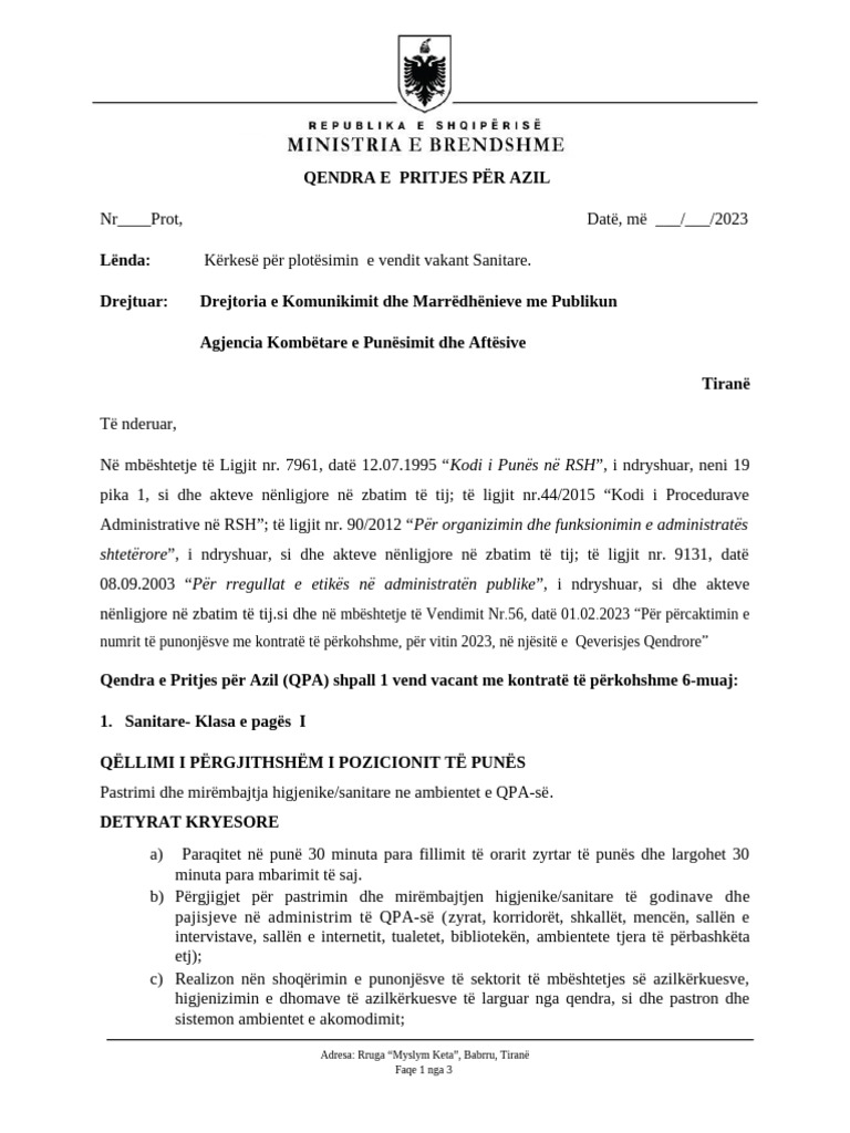 3.kerkese Per Publikim Sanitare QPA | PDF