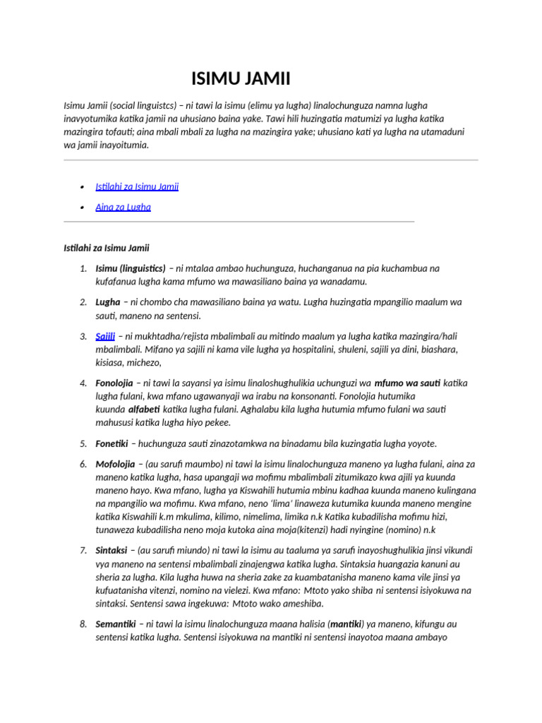 Makala Ya Isimu Jamii | PDF