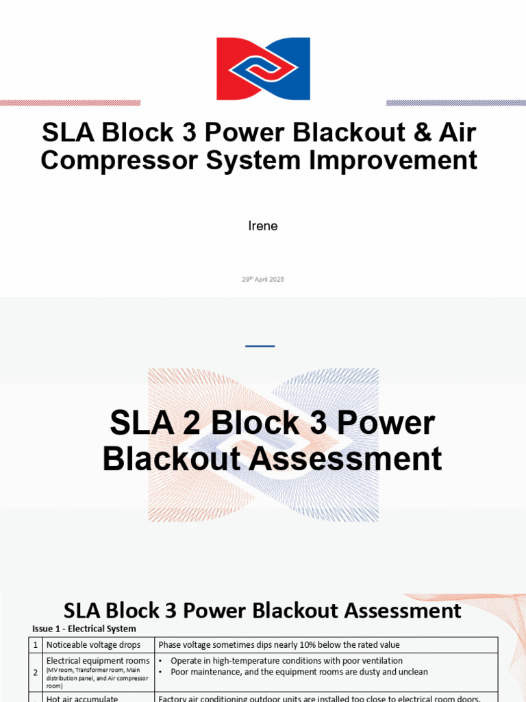 Irene - SLA Block 3 Power Blackout & Air Compressor System Improvement v2 | PDF | Electric Power ...