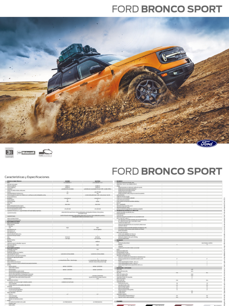 Especificaciones Ford Bronco Sport 2024 | PDF | Tracción en las cuatro ...